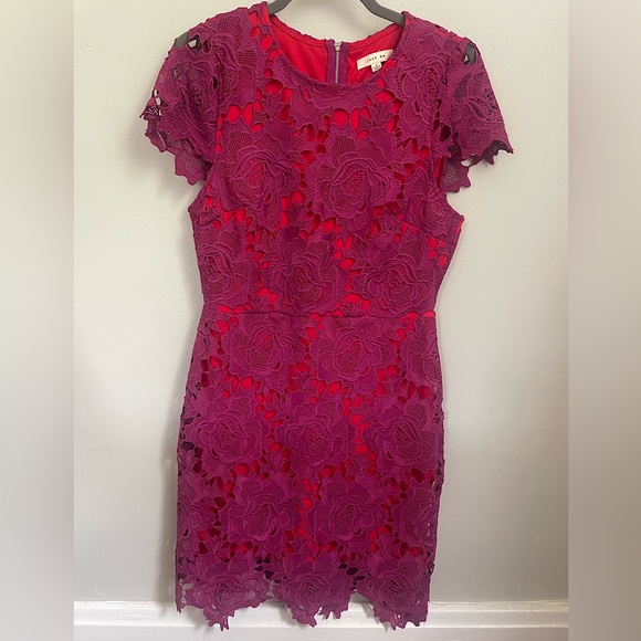 Just Me | Dresses | Elegant Red And Purple Lace Dress For Any Event ...